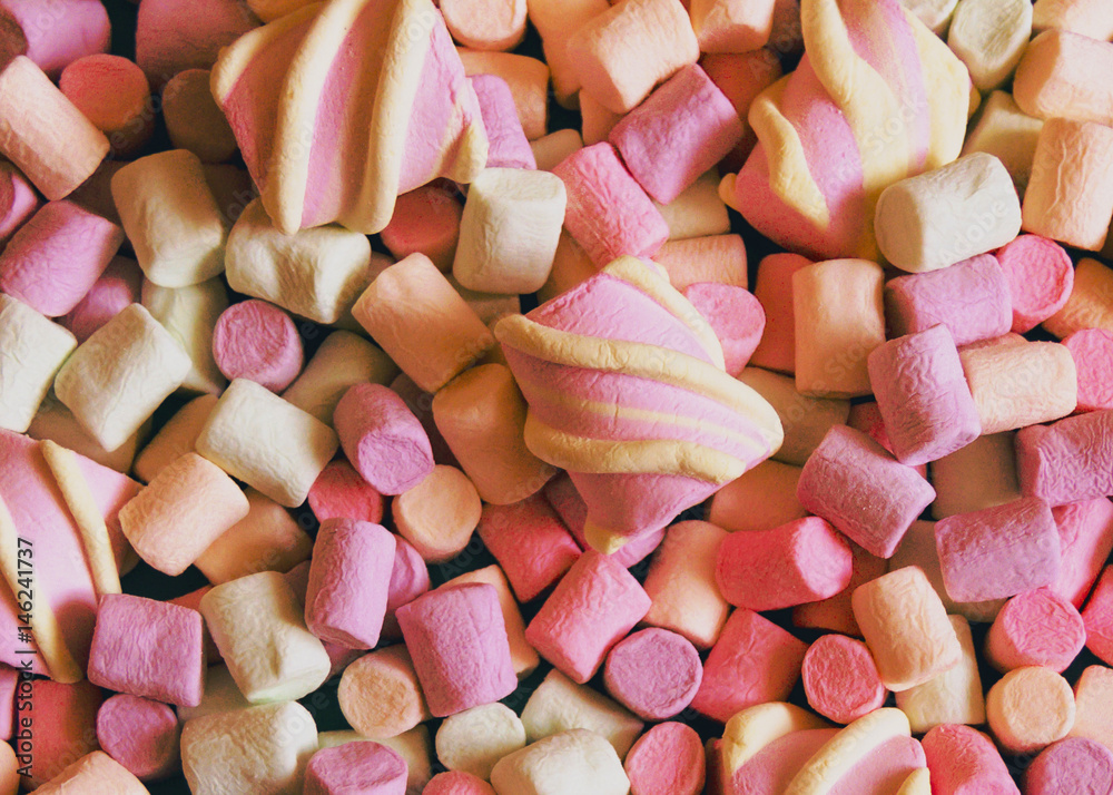 Marshmallows Background or texture of colorful mini marshmallows ...