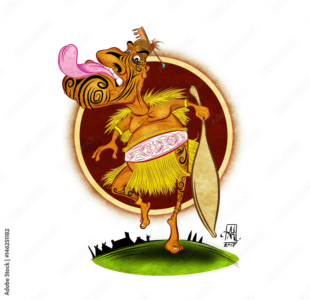 Maori cartoon character, fun and whimsical illustration. Stock ...