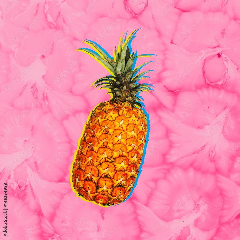 Fashion design collage Minimal art fruit pineapple Stock Photo | Adobe ...