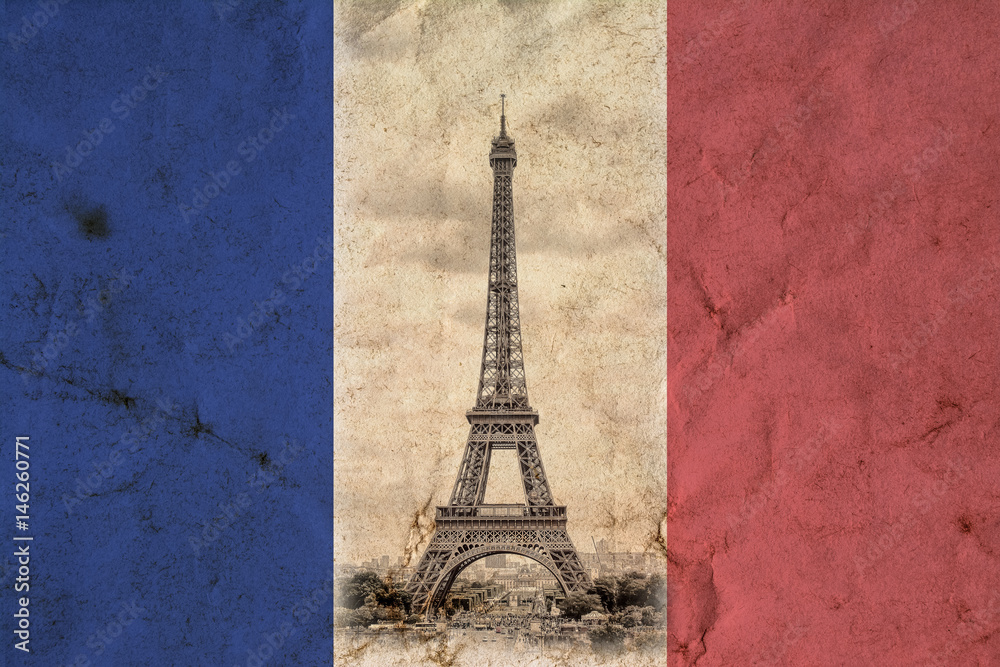 French Flag And Eiffel Tower