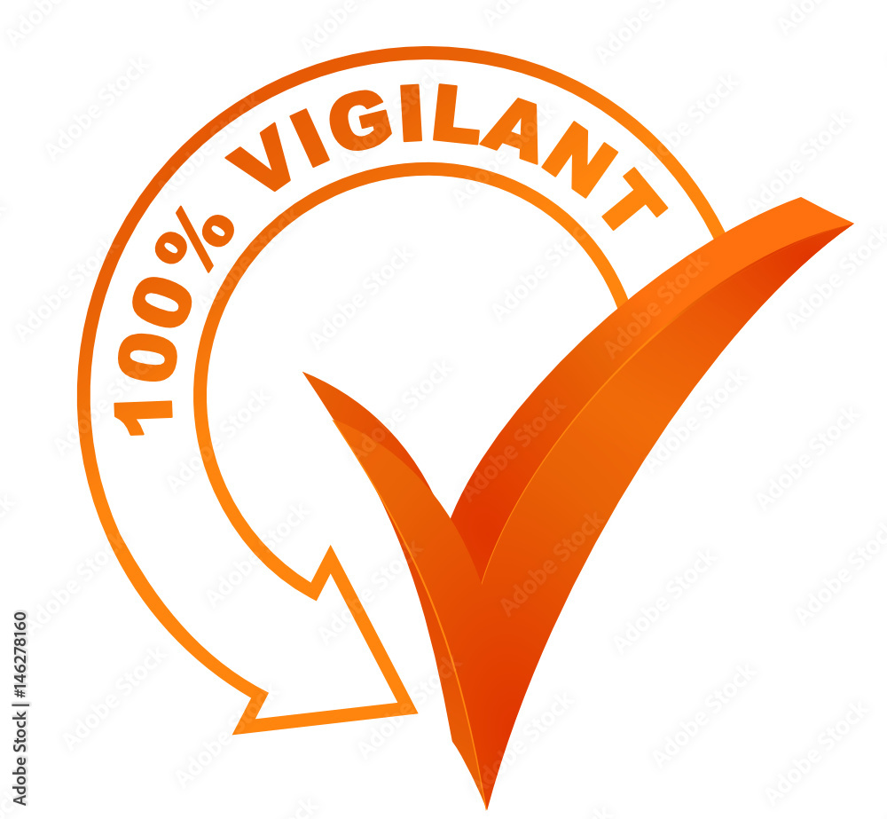 100 pour 100 vigilant sur symbole validé orange Stock Vector | Adobe Stock