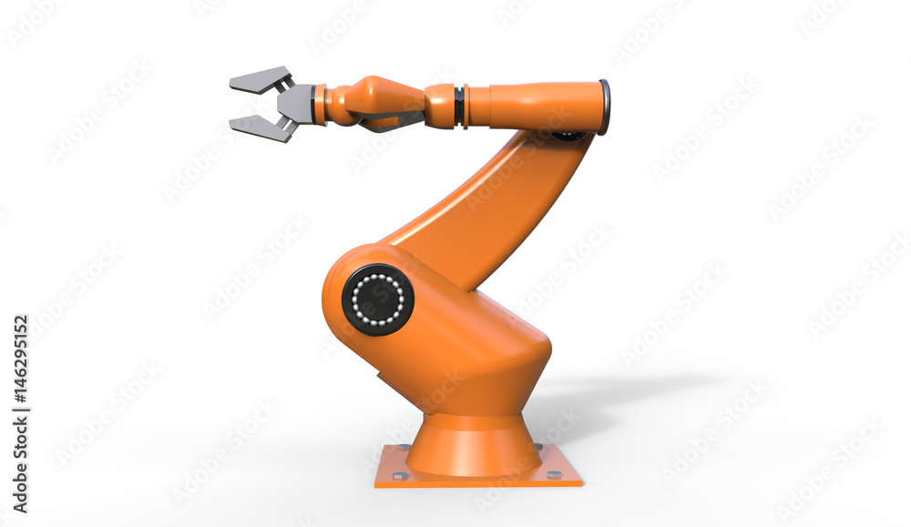 3d rendering of cool industrial robotic arm on a white background Stock ...