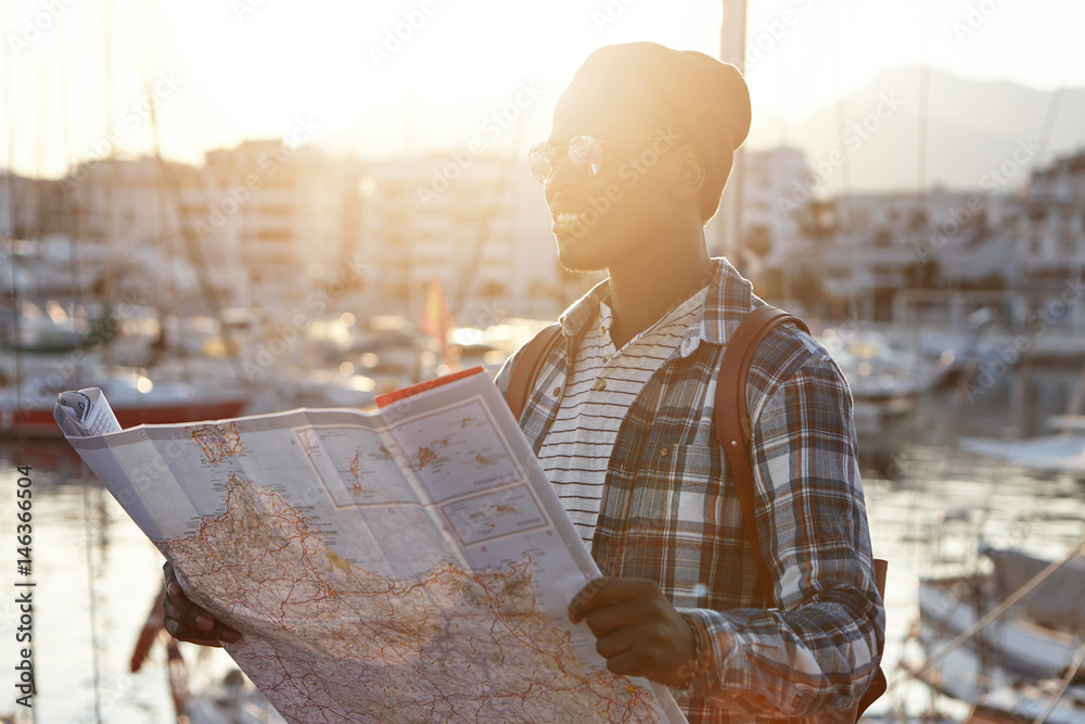 People, modern lifestyle, travel and adventure concept. Handsome ...