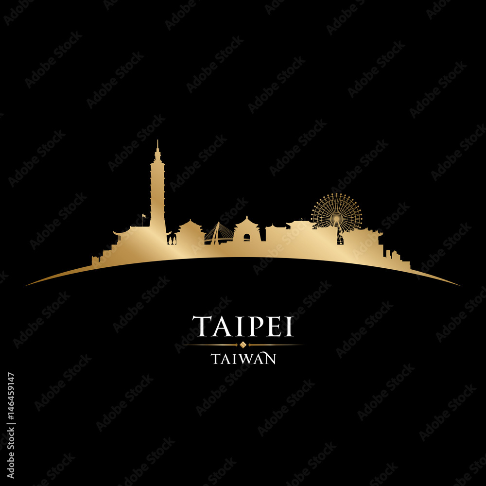 Taipei Taiwan city skyline silhouette black background Stock Vector ...