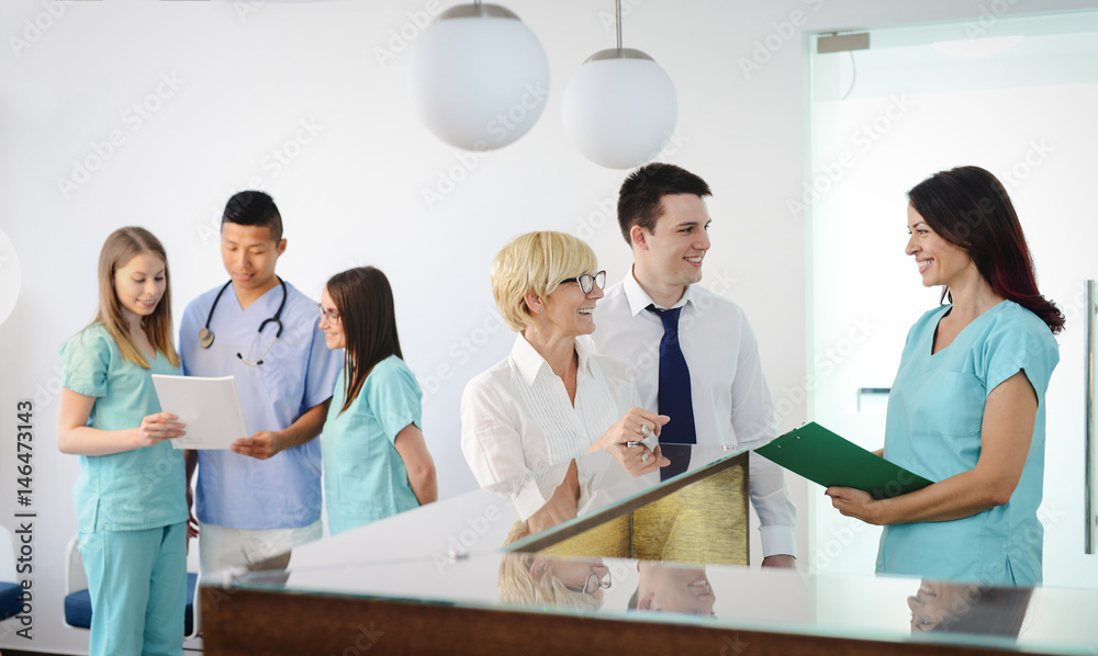 Waiting room Doctors office - Doctors and patients Stock Photo | Adobe ...