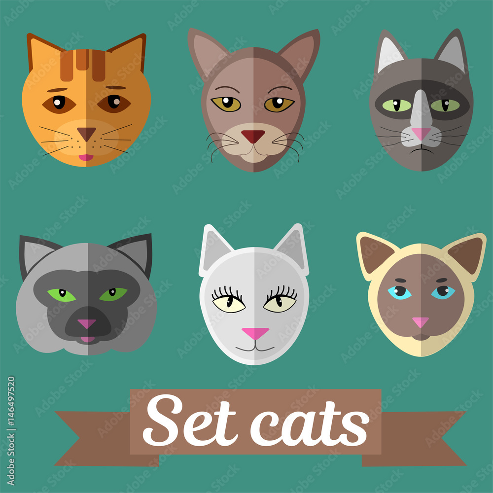 Set of cat faces Stock Illustration | Adobe Stock
