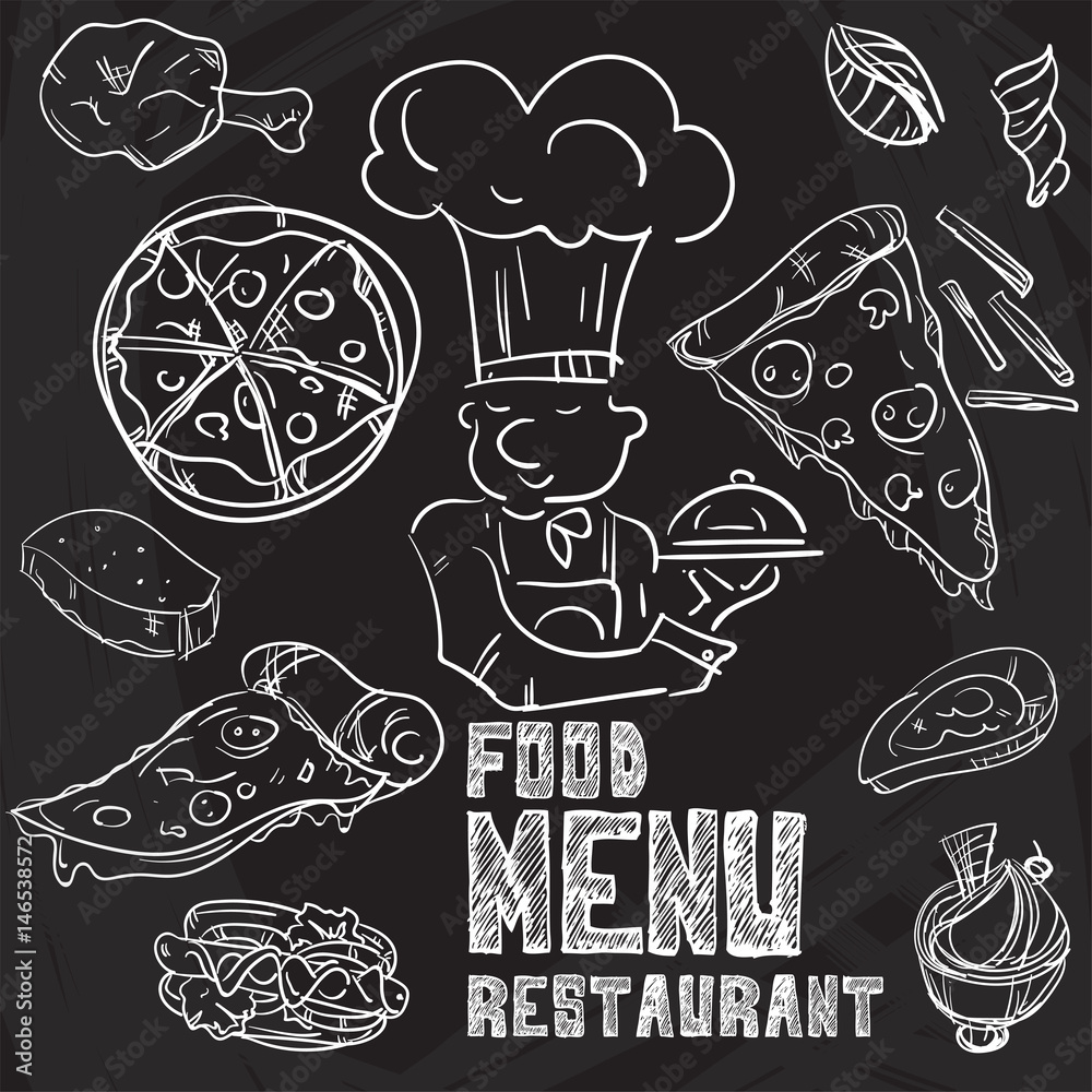 menu food drawing graphic design illustrate objects template background ...