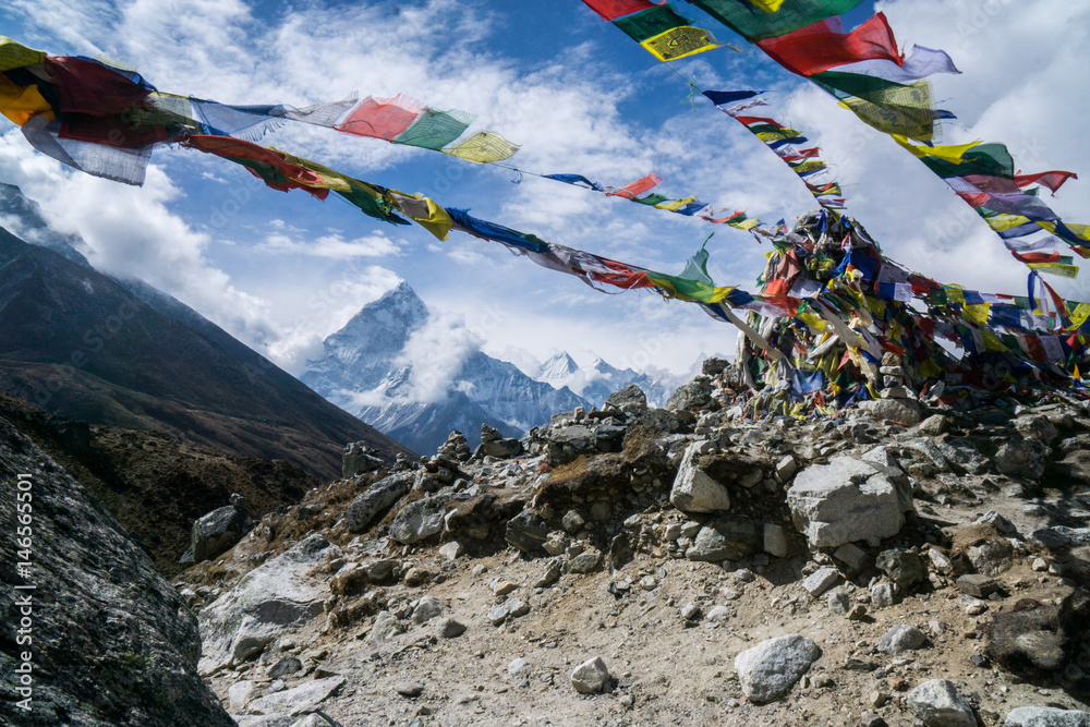 Prayer flags in the Himalayas Stock Photo | Adobe Stock