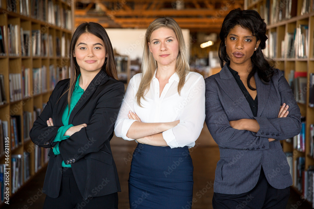 Diverse multiethnic group of business women make strong team powerful ...