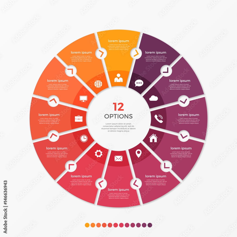 Circle chart infographic template with 12 options Stock Vector | Adobe ...