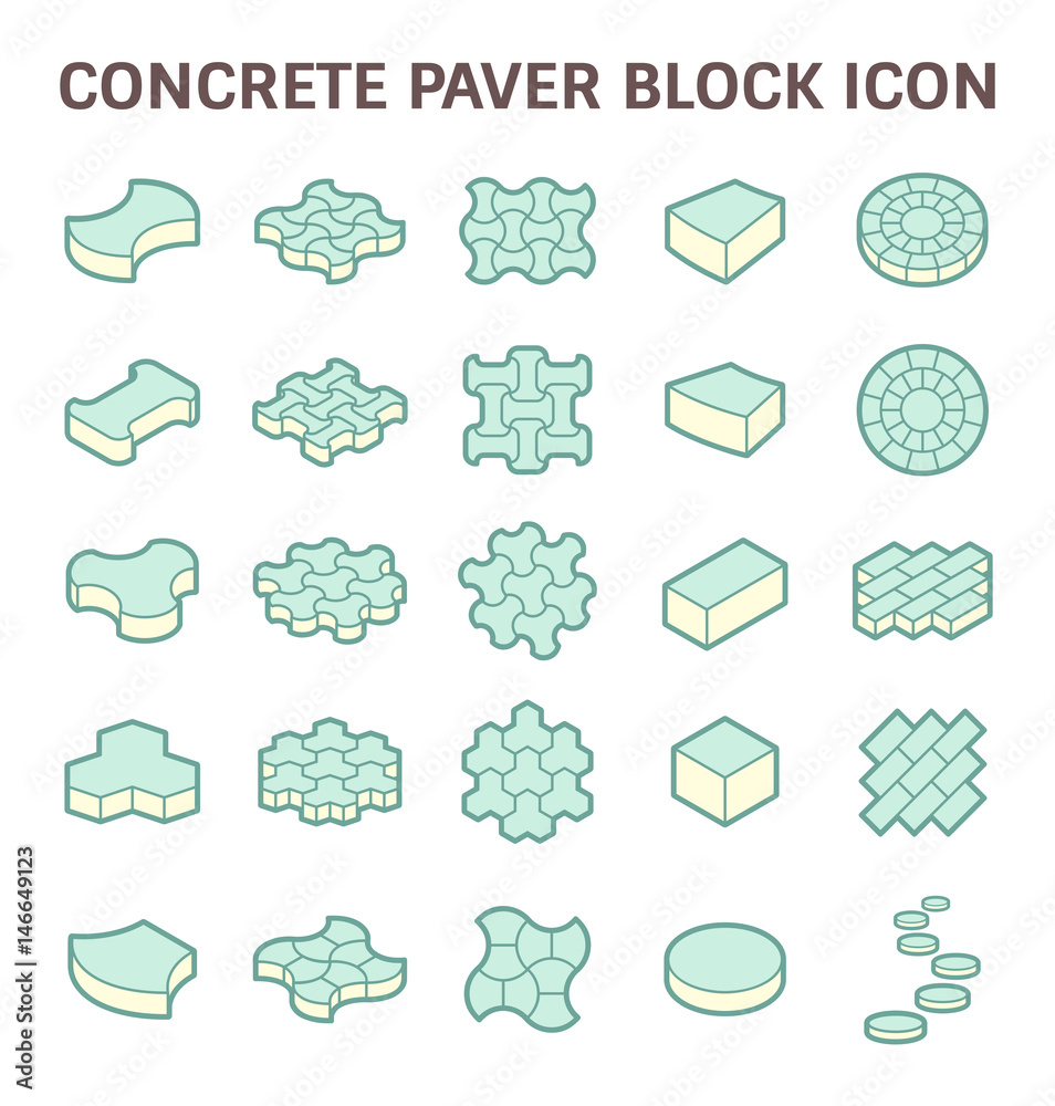 Concrete paver block or paver brick vector icon set. Stock Vector ...