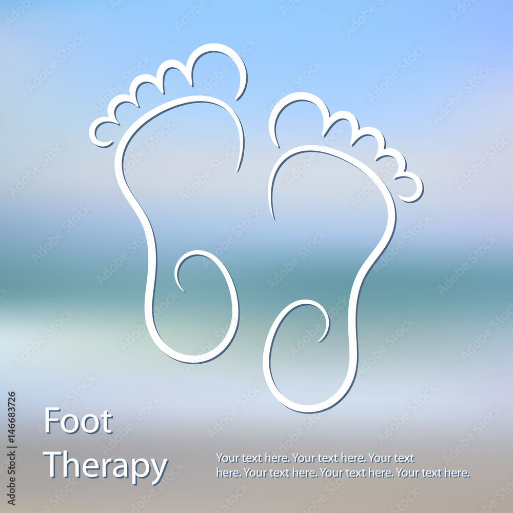 Contour spa pattern with feet on blue blurred background Stock Vector ...