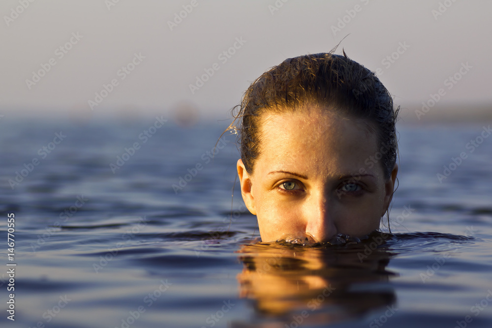 Woman Face In Water