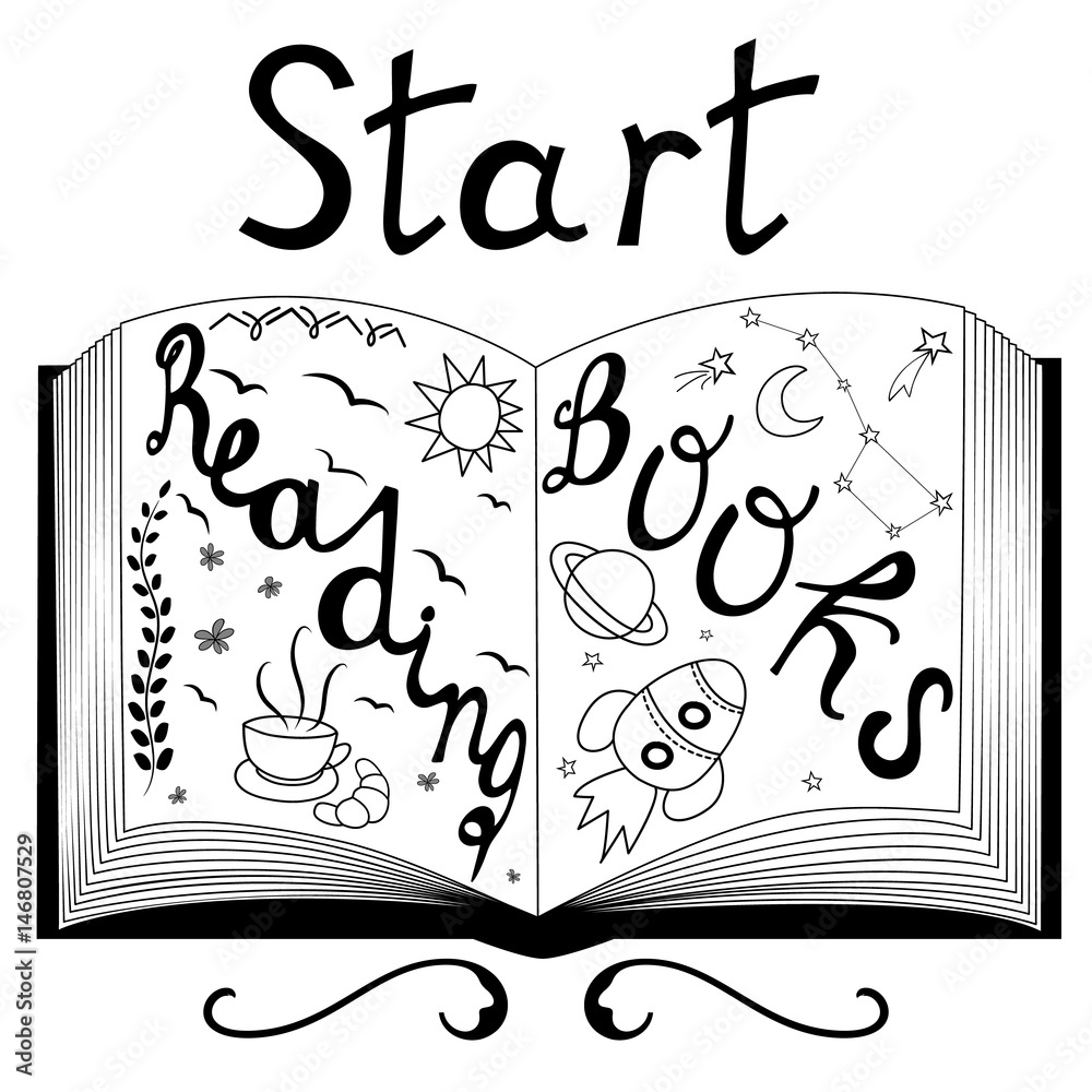 Start reading books. Motivational quote about book and read. Hand ...