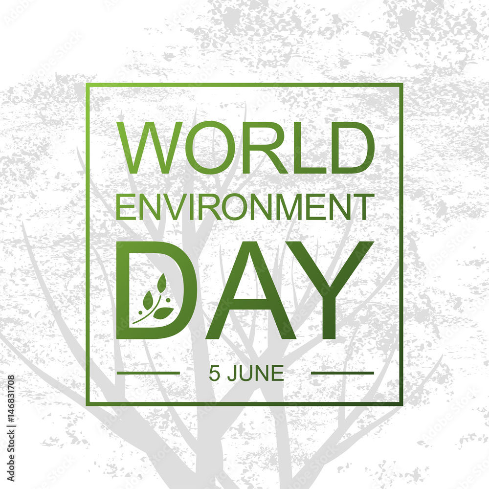 World Environment Day card or background with tree abd leaves. Stock ...