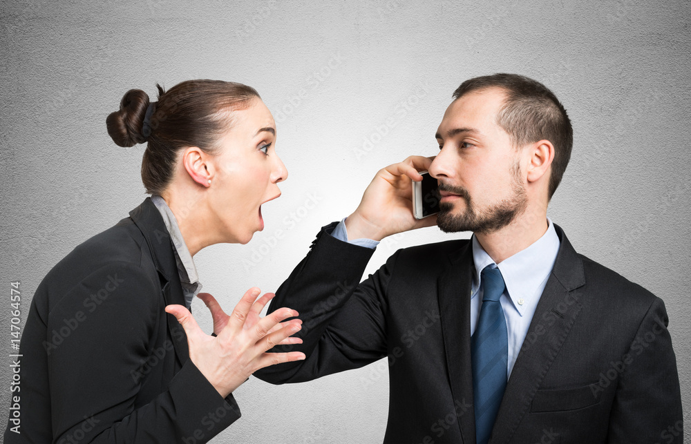 Angry Man Yelling At Woman