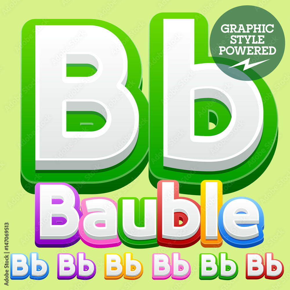 Vector cute children alphabet set. Contains different graphic style ...