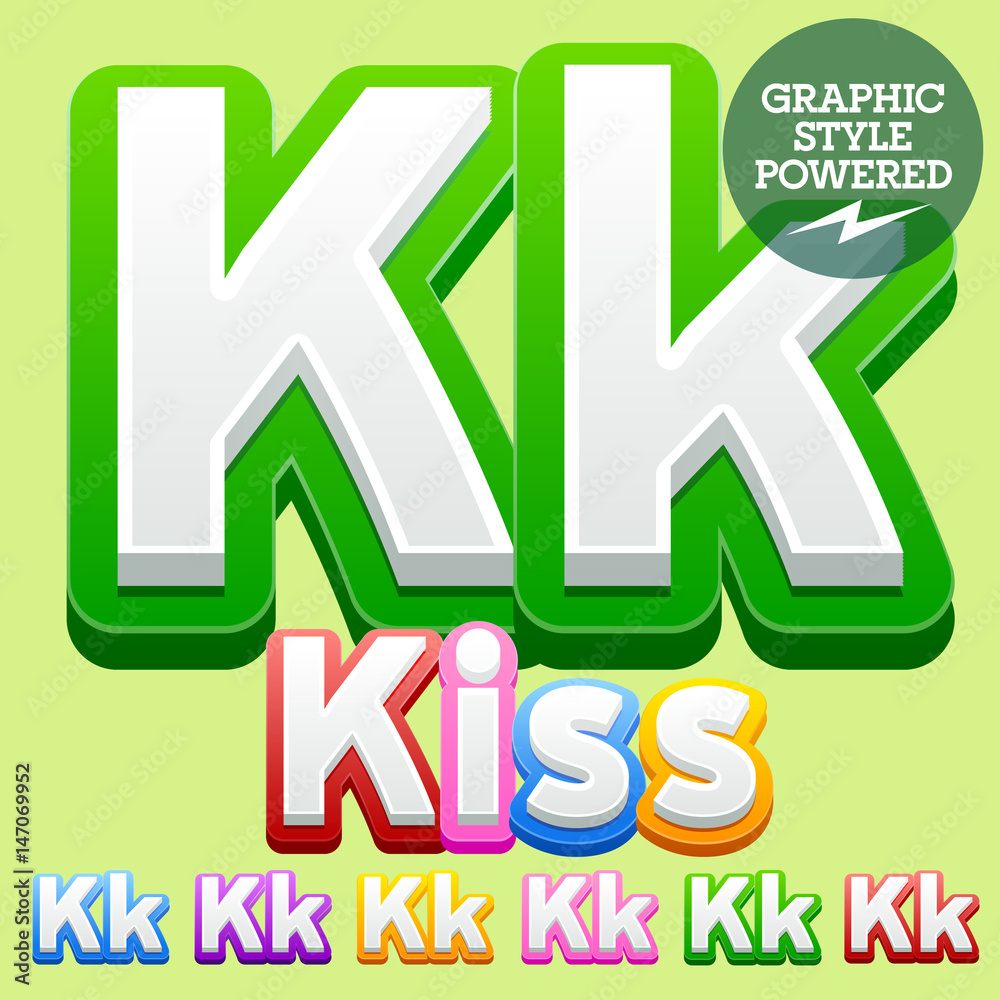 Vector cute children alphabet set. Contains different graphic style ...