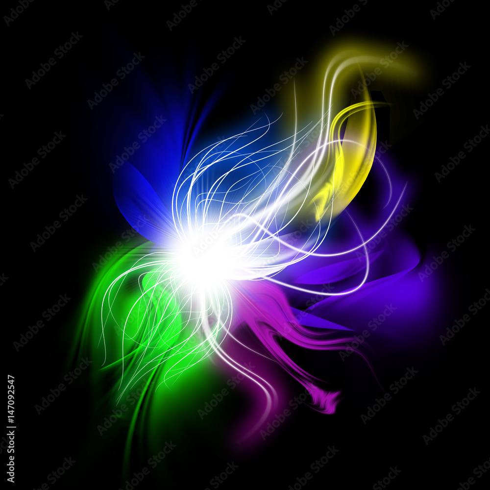 Colorful Abstract Light Shape with Fractal Effect, Bright Flare with ...