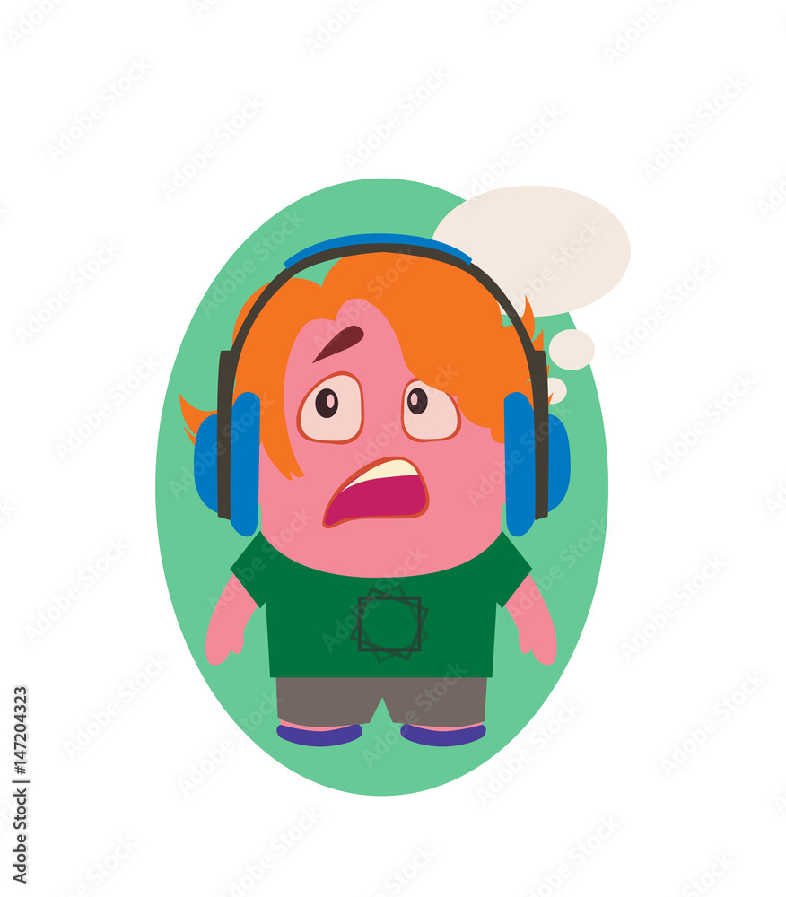 Worried and Concerned Geek, Funny Avatar of Little Person Cartoon ...