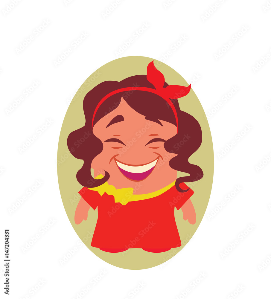 Laughing and Smiling, Happy Young Lady Avatar of Little Person Cartoon ...