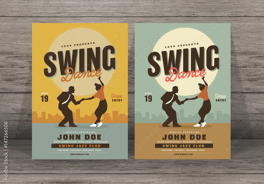 Swing Dance Event Flyer Layout Stock Template | Adobe Stock