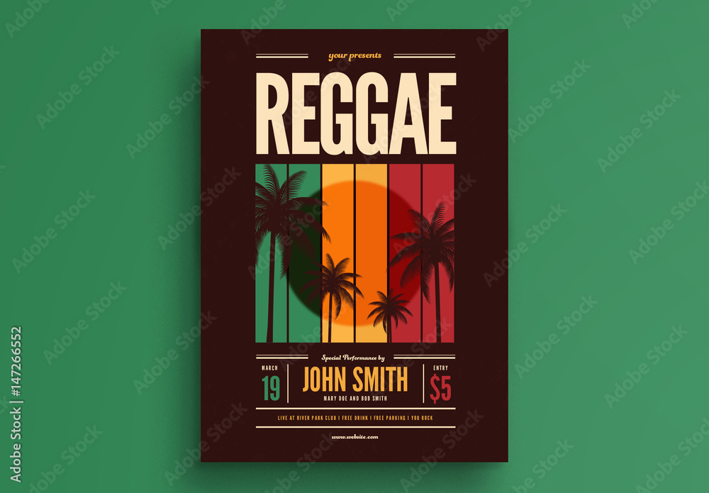Reggae Music Event Flyer Layout Stock Template | Adobe Stock