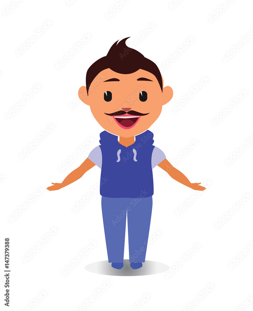 Happy, Smiling and Laughing Avatar of Cartoon Character in Flat Vector ...