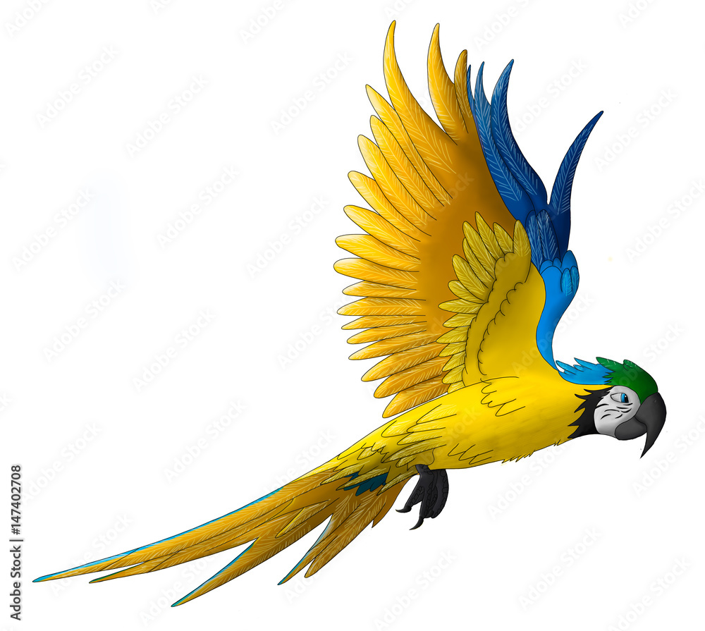 Parrot on white background, 2d illustration Stock Illustration | Adobe ...