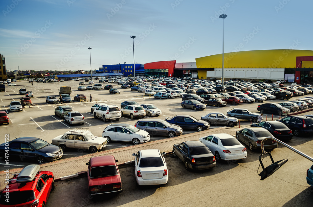 Car parking in the supermarket complex Stock Photo | Adobe Stock