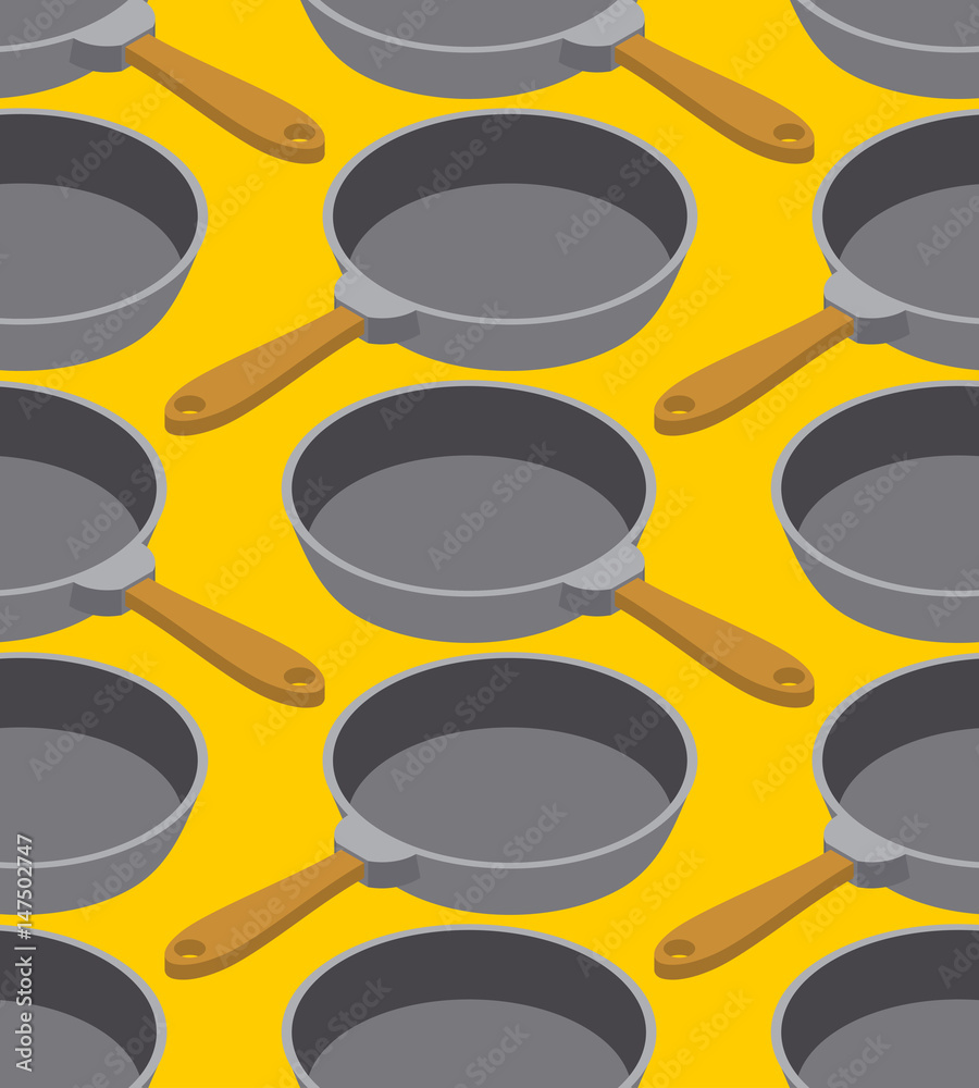 Frying pan seamless pattern. Fry dishes background. Kitchen ornament ...