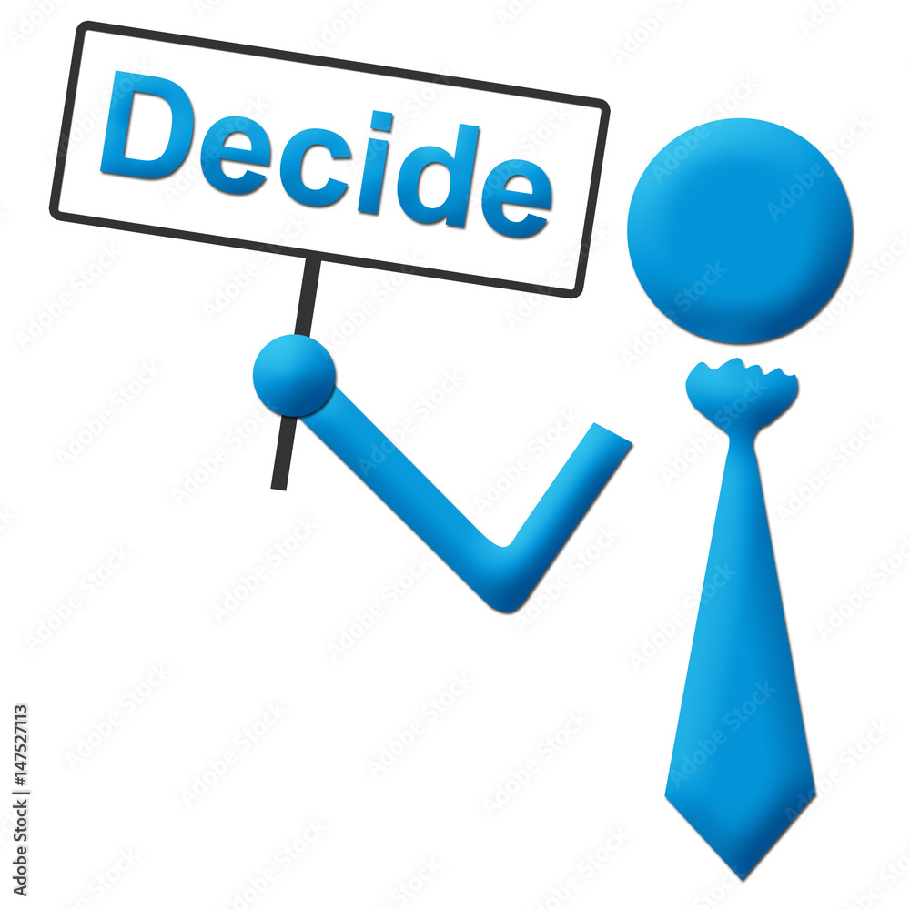 Decide Blue Human Icon Holding Signboard Stock Illustration | Adobe Stock