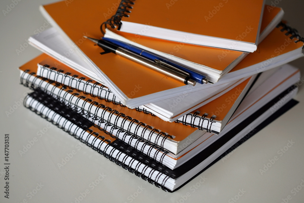 Stack of ring binder notebooks on white background. Stock Photo | Adobe ...