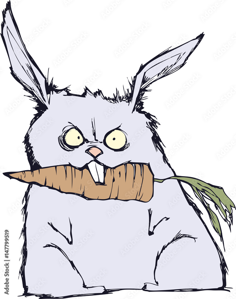 Funny cartoon illustration of an angry rabbit Stock Illustration ...