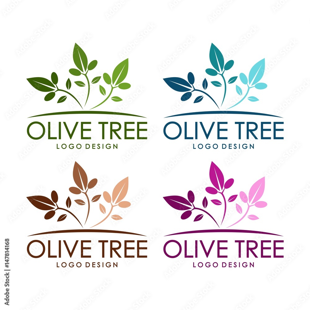 Olive Tree Design Logo Template Stock Vector | Adobe Stock