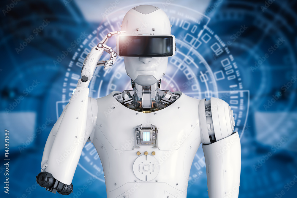 android robot wearing vr headset Stock Illustration | Adobe Stock