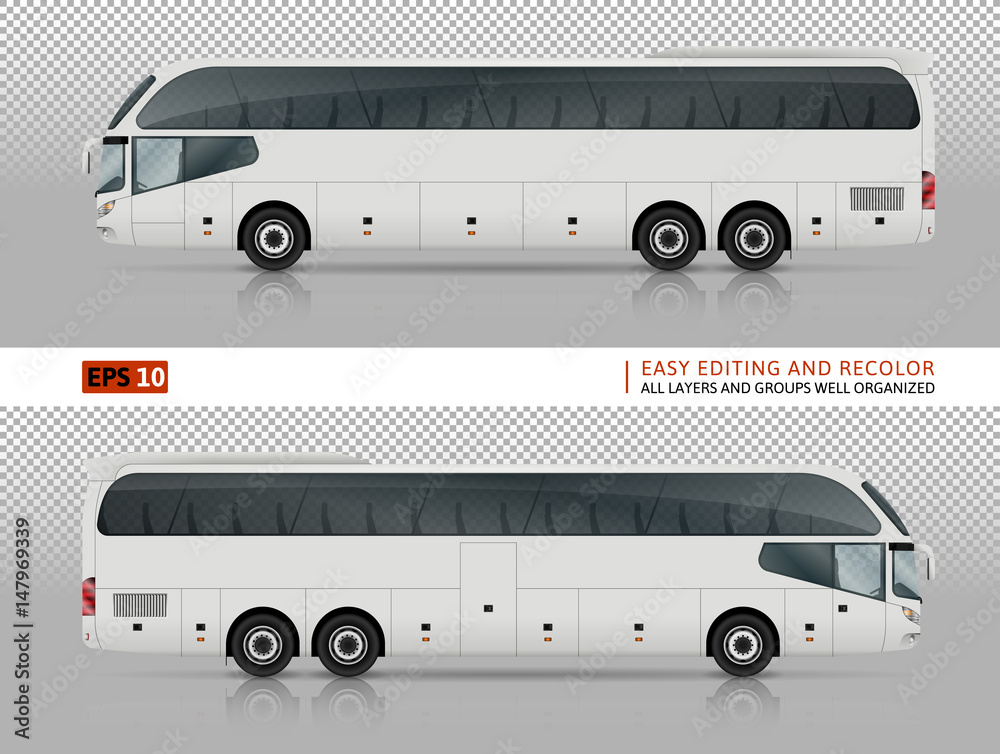 Vector bus on transparent background. All elements in groups on ...