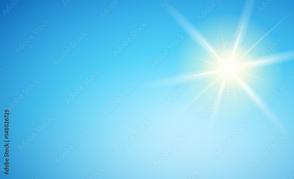 Blue sky with radiant sun - Background Stock Vector | Adobe Stock