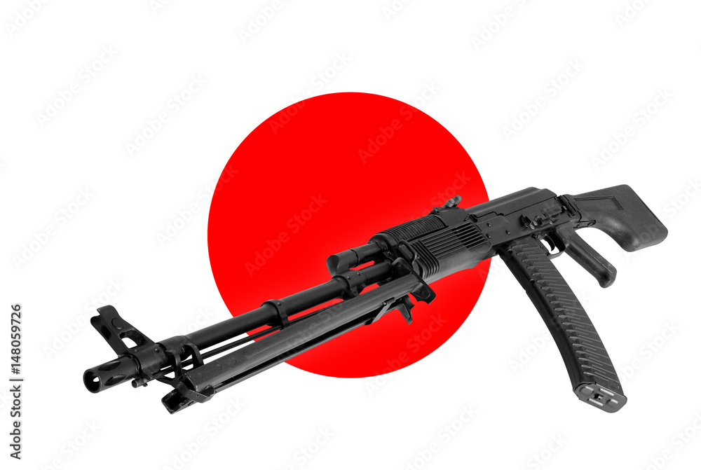 Weapon - Assault rifle Japan of a flag background Stock-Foto | Adobe Stock