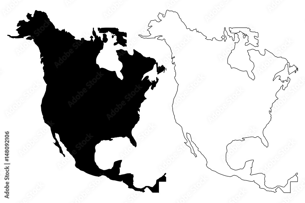 North America map vector illustration, scribble sketch North America ...
