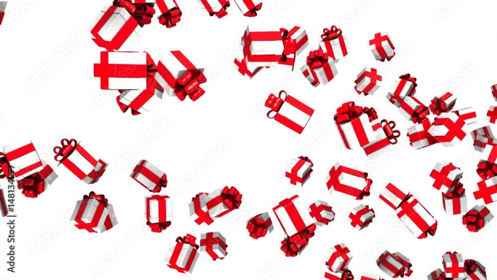 Gift Boxes On White Background. Loop able 3DCG render Animation. Stock ...