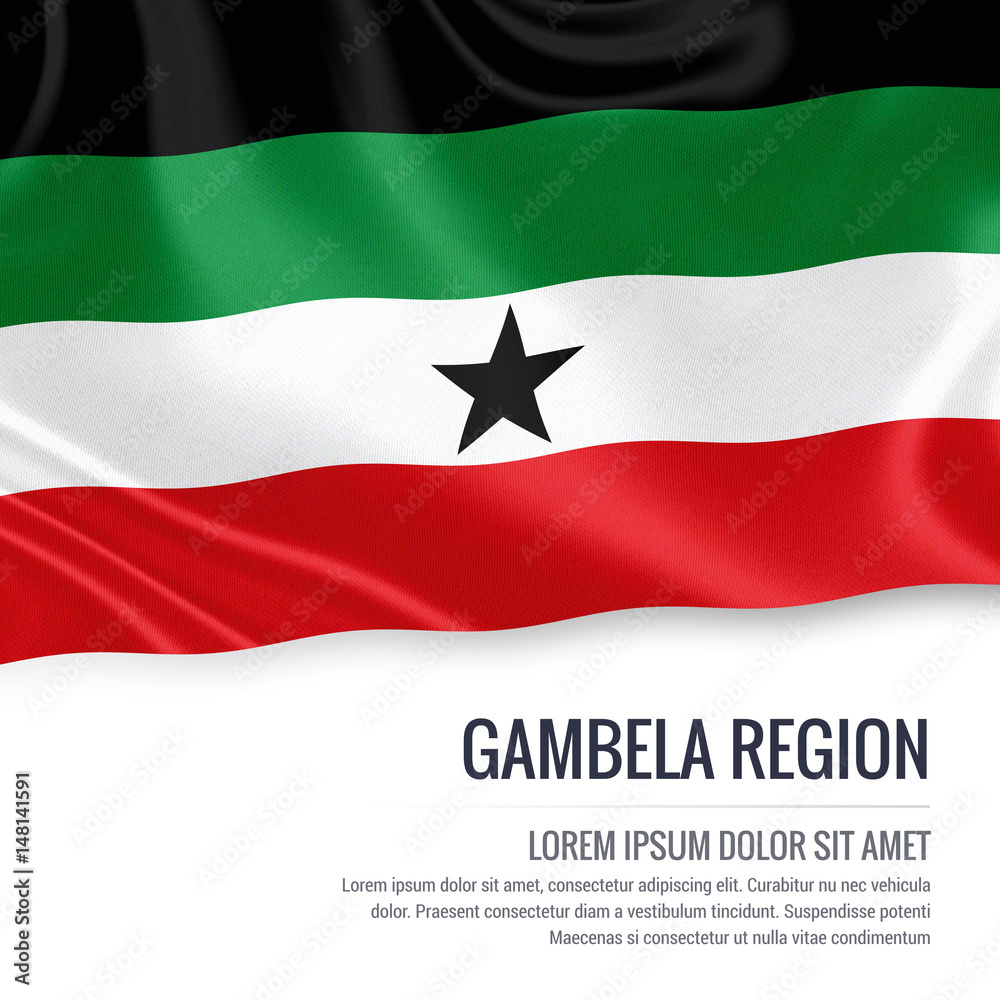 Gambela Region flag. Flag of Ethiopian state Gambela Region waving on ...