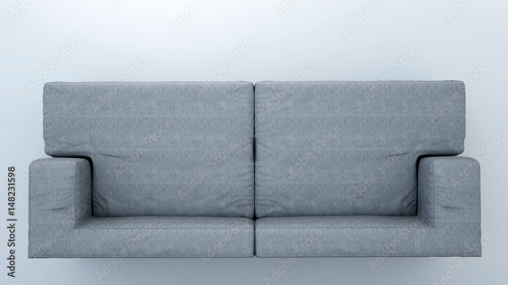 Sofa top plan white background - 3d rendering Stock Illustration ...