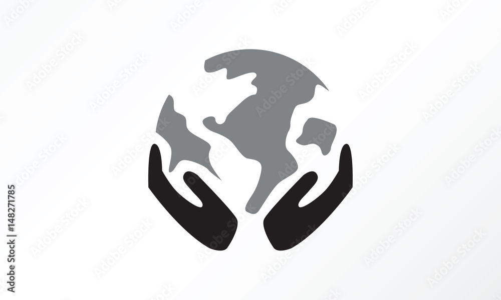 hand world global care logo template Stock Photo | Adobe Stock