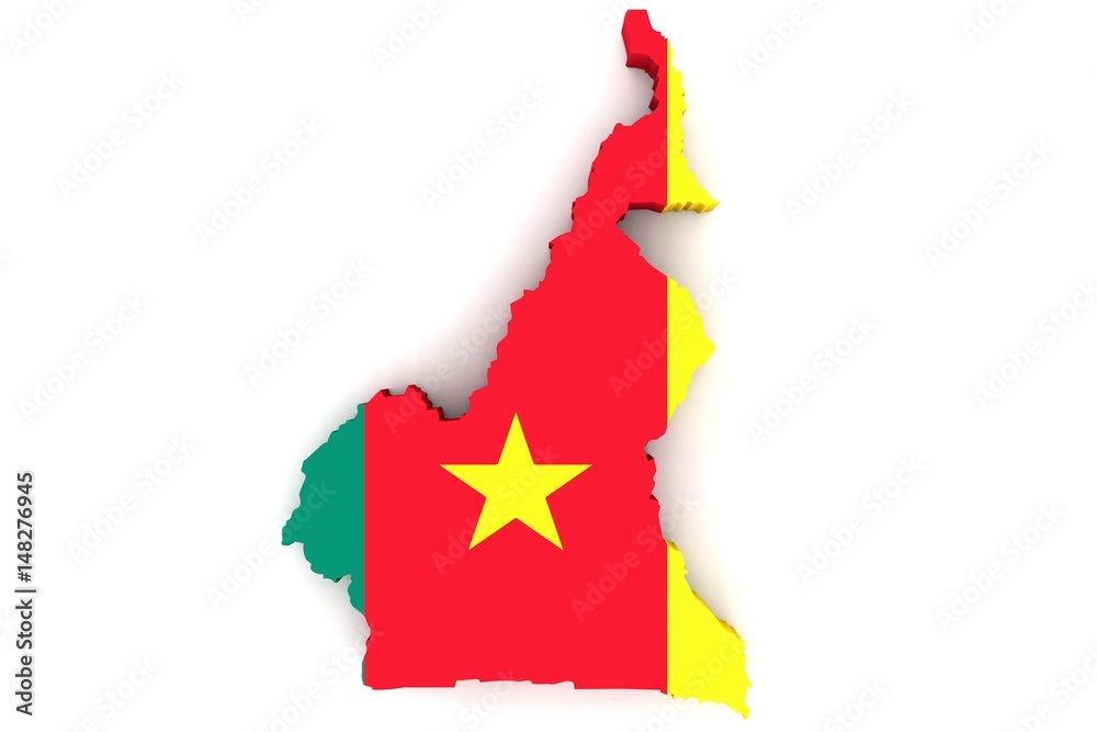 Map of Cameroon in the national colors of the flag Stock Illustration ...