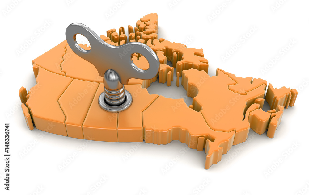 Map of Canada with winding key. Image with clipping path. Stock Photo ...