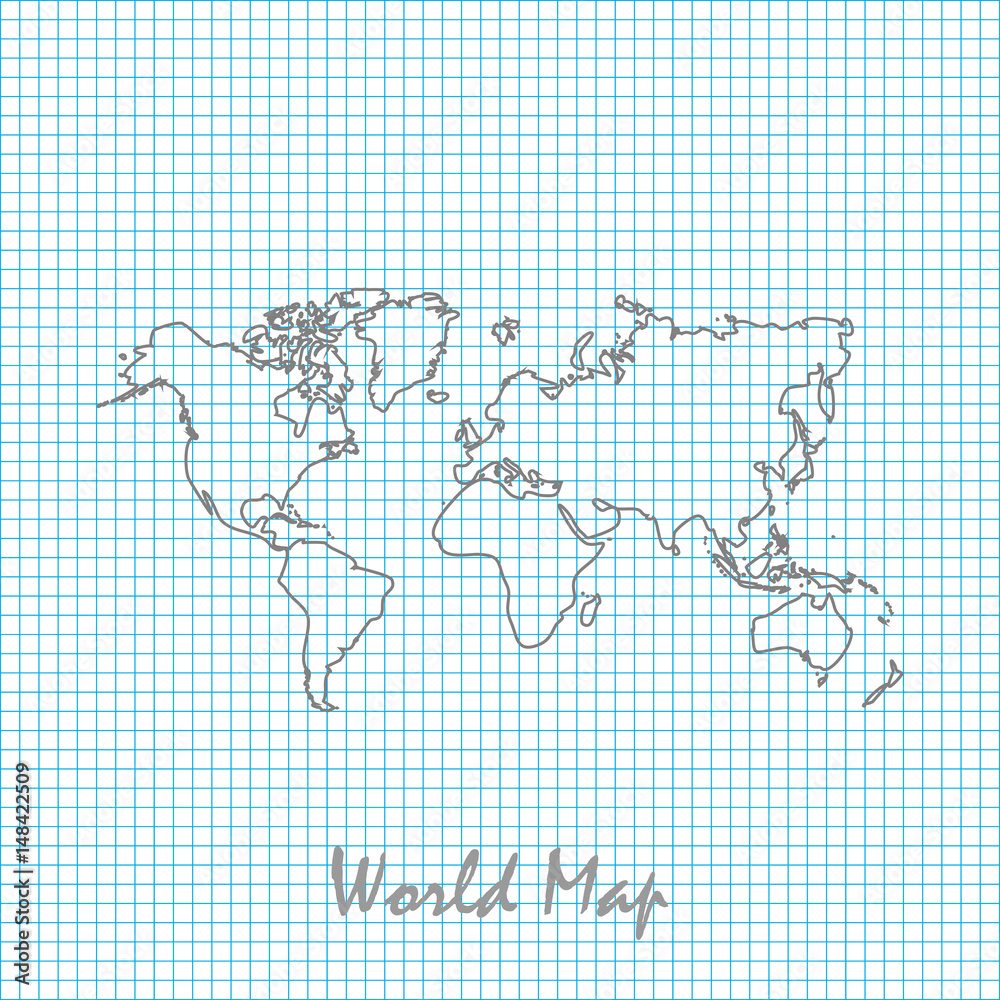 World map hand drawing, line sketch. Vector illustration Stock Vector ...