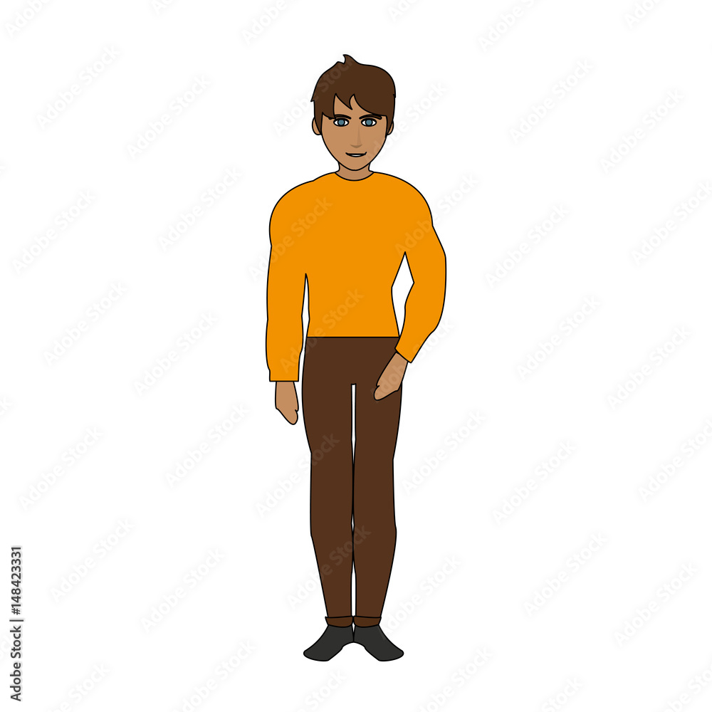 color image cartoon full body guy atlethic with casual clothing vector ...