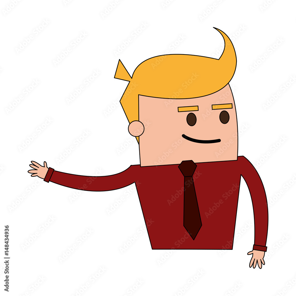 color image half body cartoon business guy vector illustration Stock ...