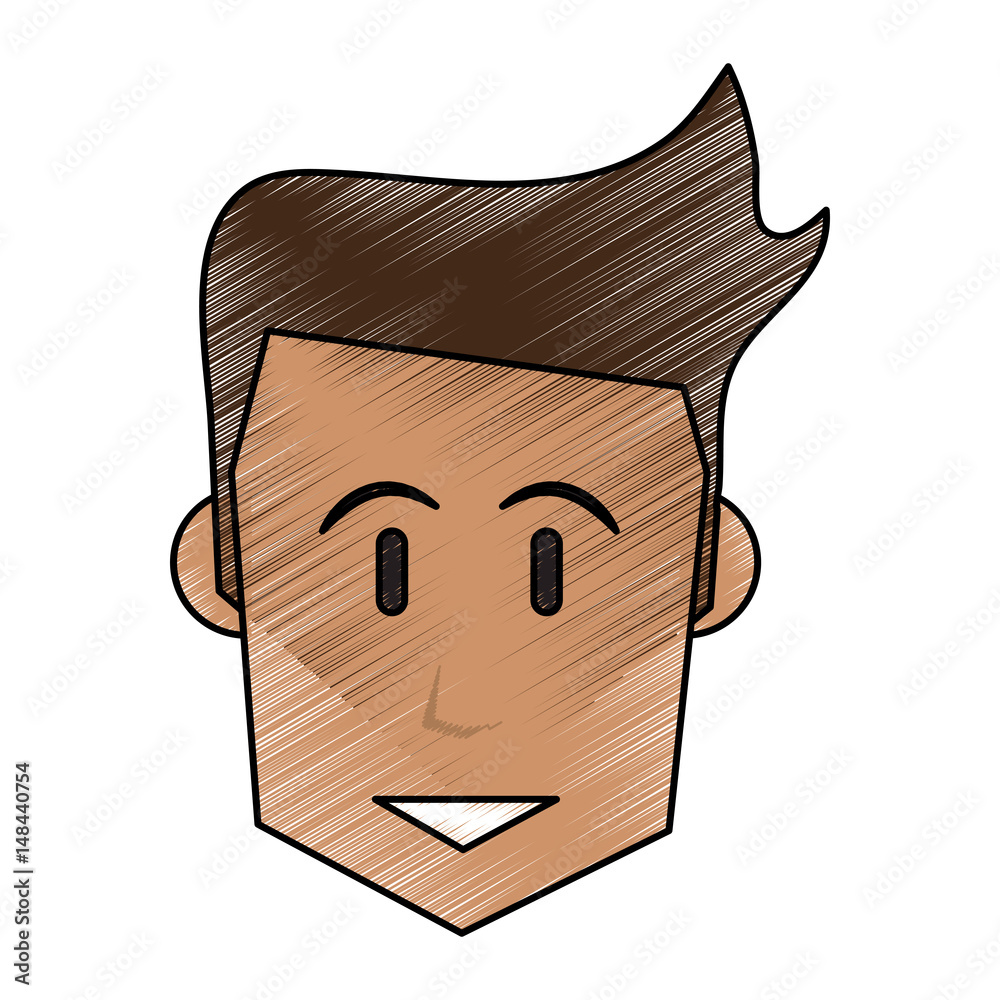 color pencil front face man with hairstyle vector illustration Stock ...